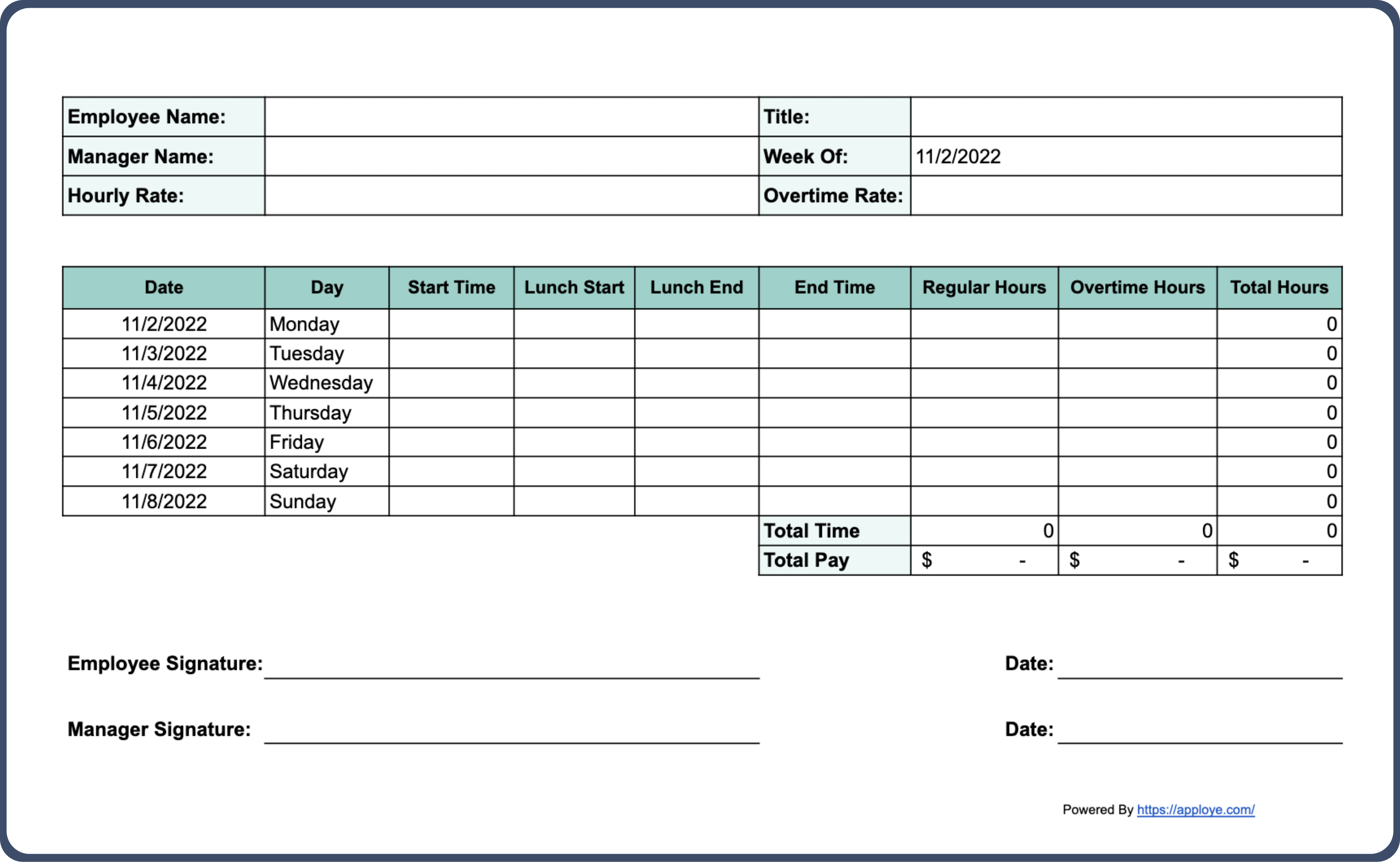 Overtime Template Excel
