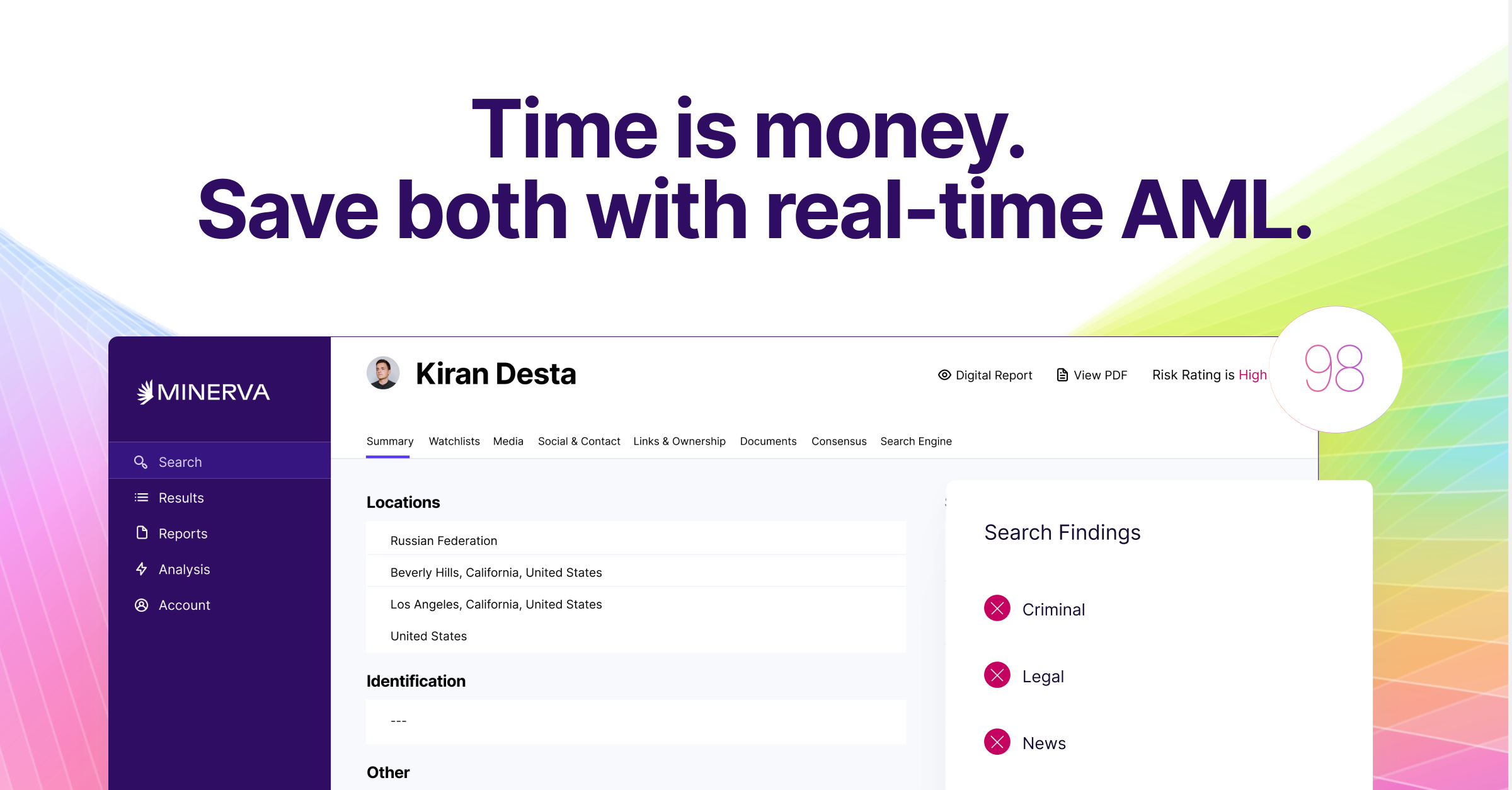 Minerva | Streamlined AML Screening & Investigations