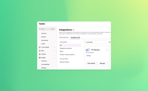 Announcing ProBackup's New Vanta Integration for SOC 2 Compliance