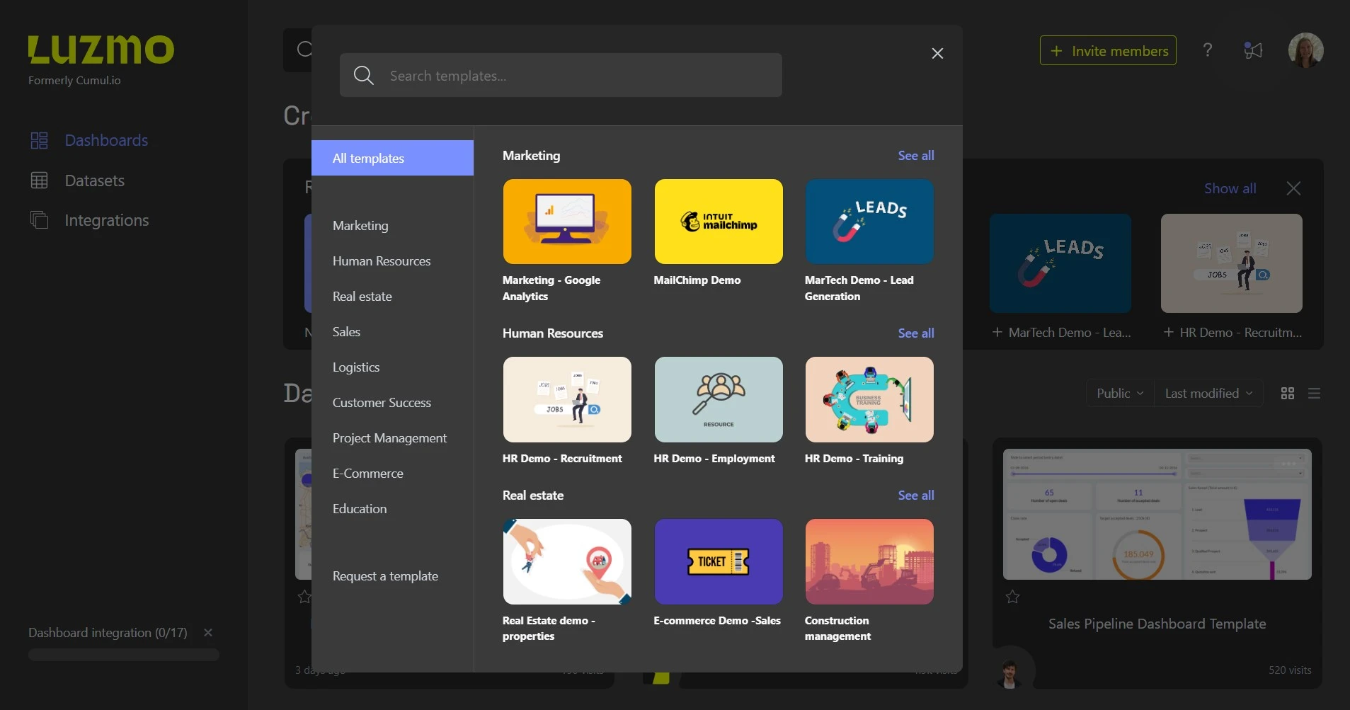 New Feature in Luzmo: Dashboard Templates