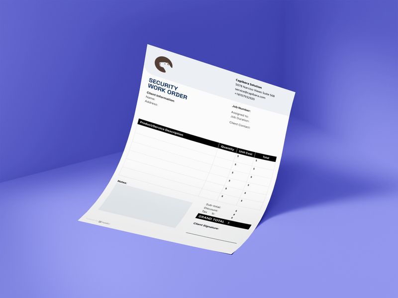 Security Work Order Template (Free Download) | 2025