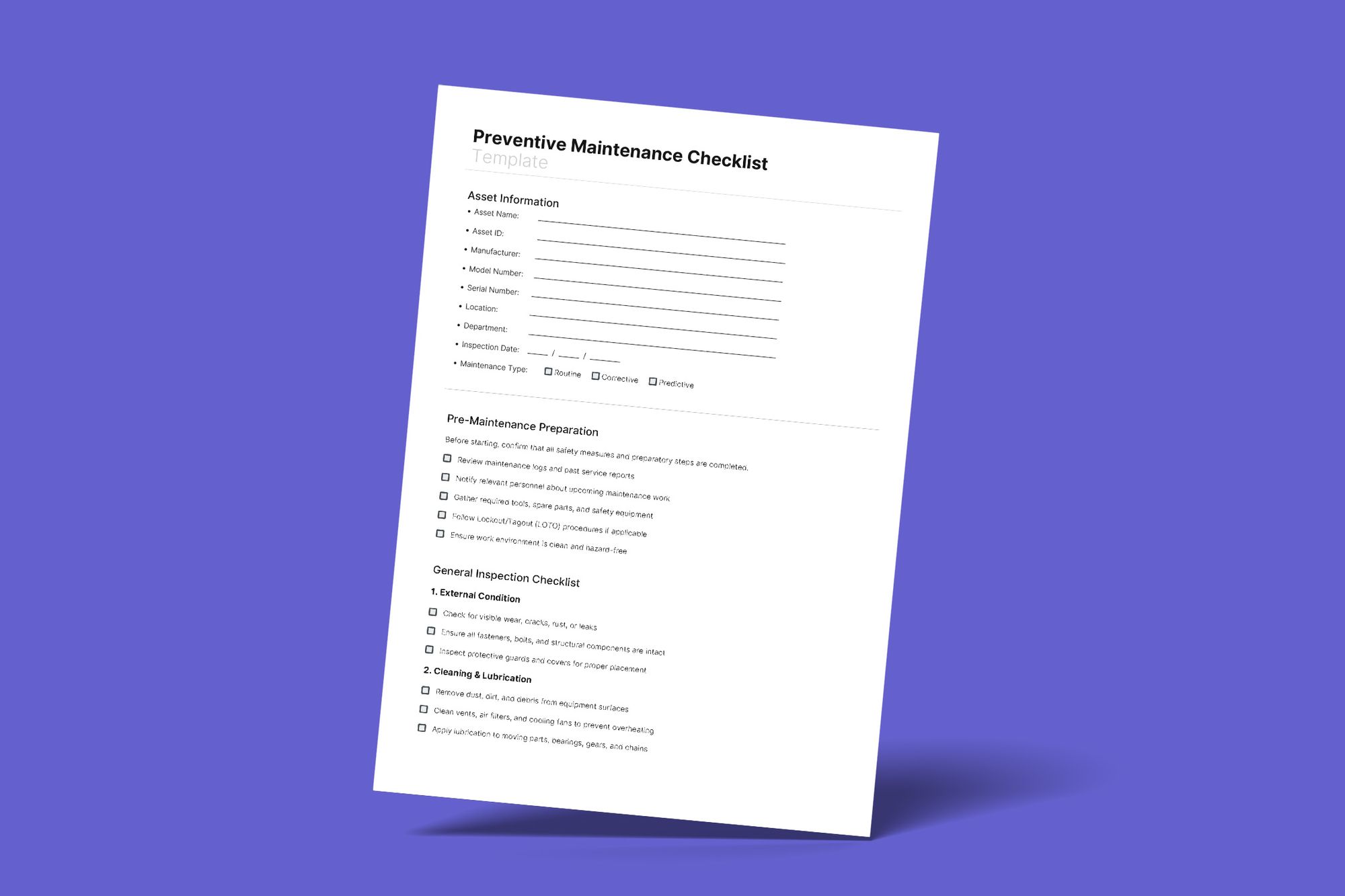 Preventive Maintenance Checklist - 2026
