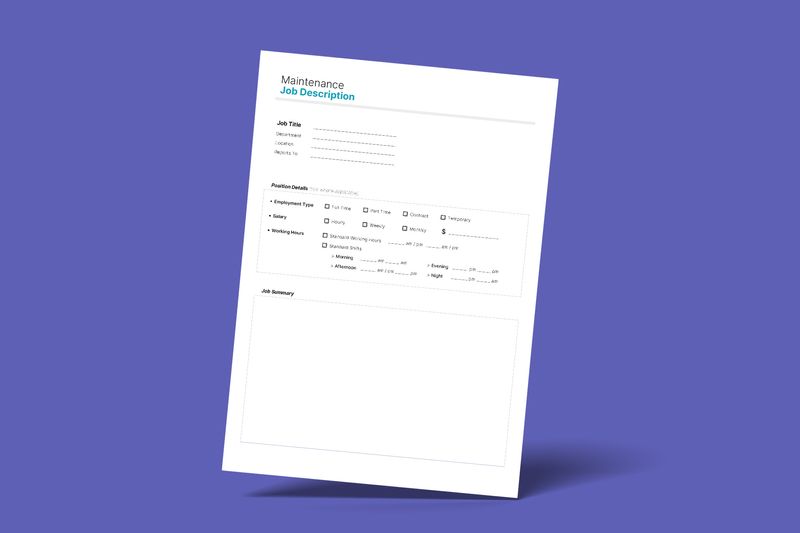 Maintenance Job Description Template (Free Download) | 2025