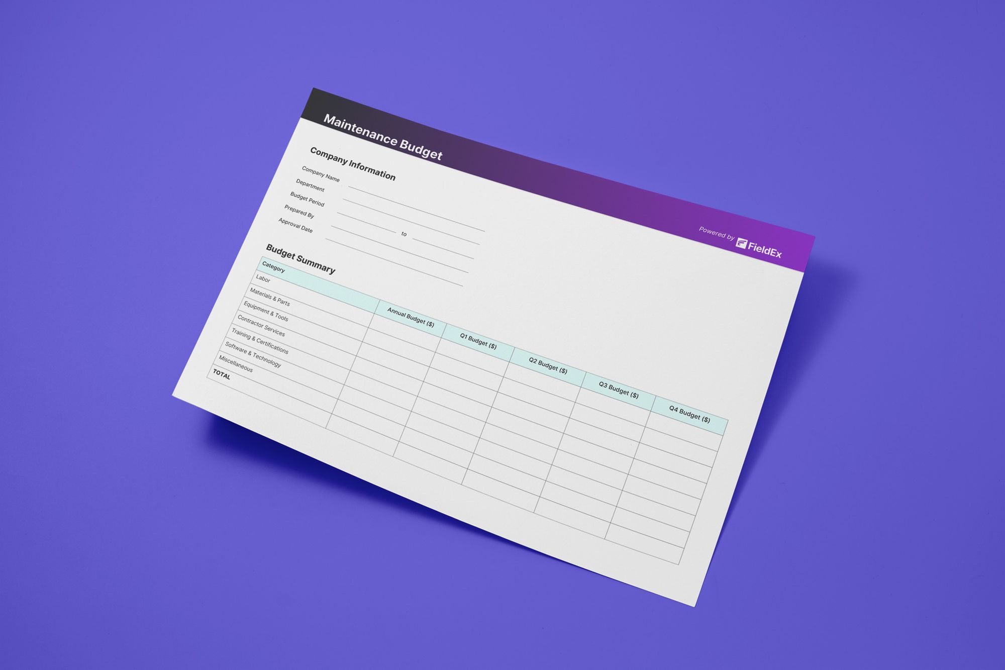 Maintenance Budget Template (Free Download) | 2025