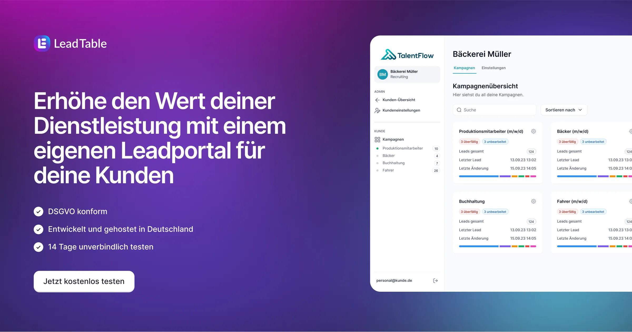 Kostenlose Online Demo | LeadTable