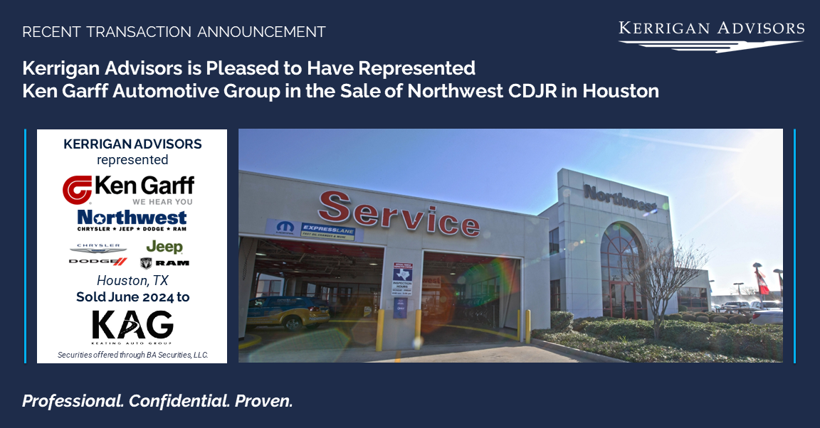 Kerrigan Advisors Represents Ken Garff Automotive Group in Sale of ...