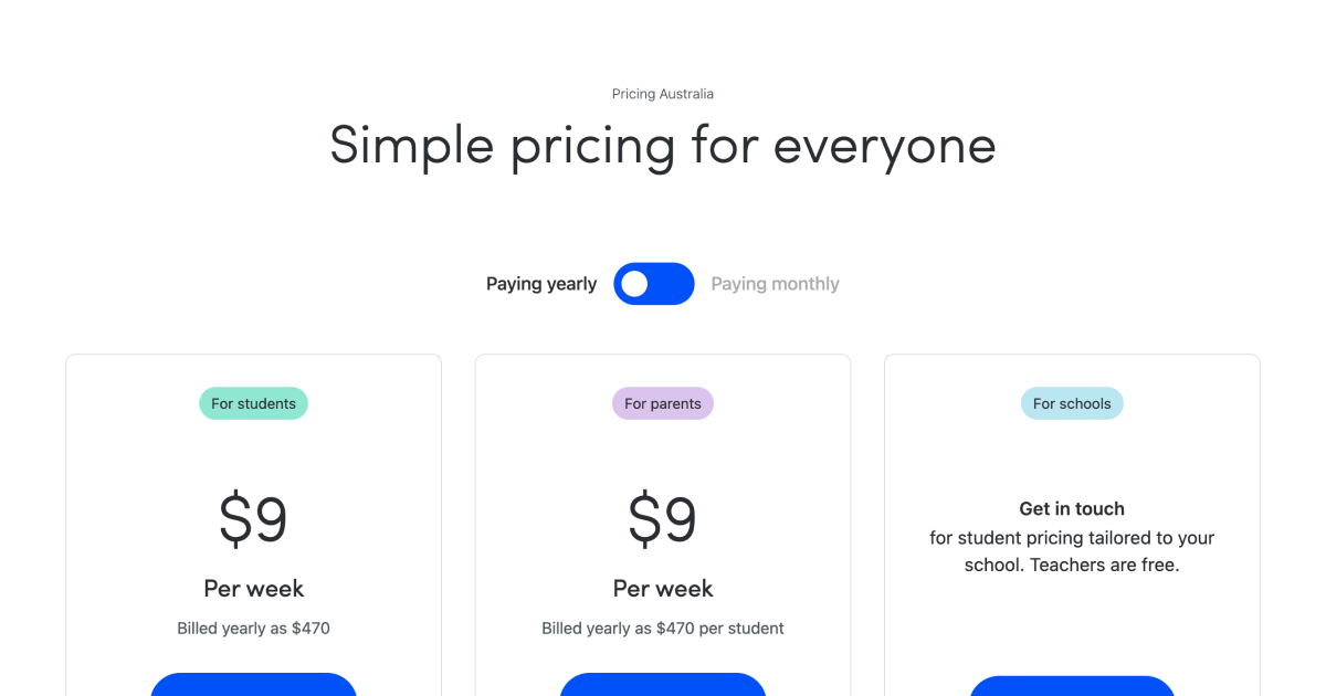 Pricing for Australia. Atomi AU