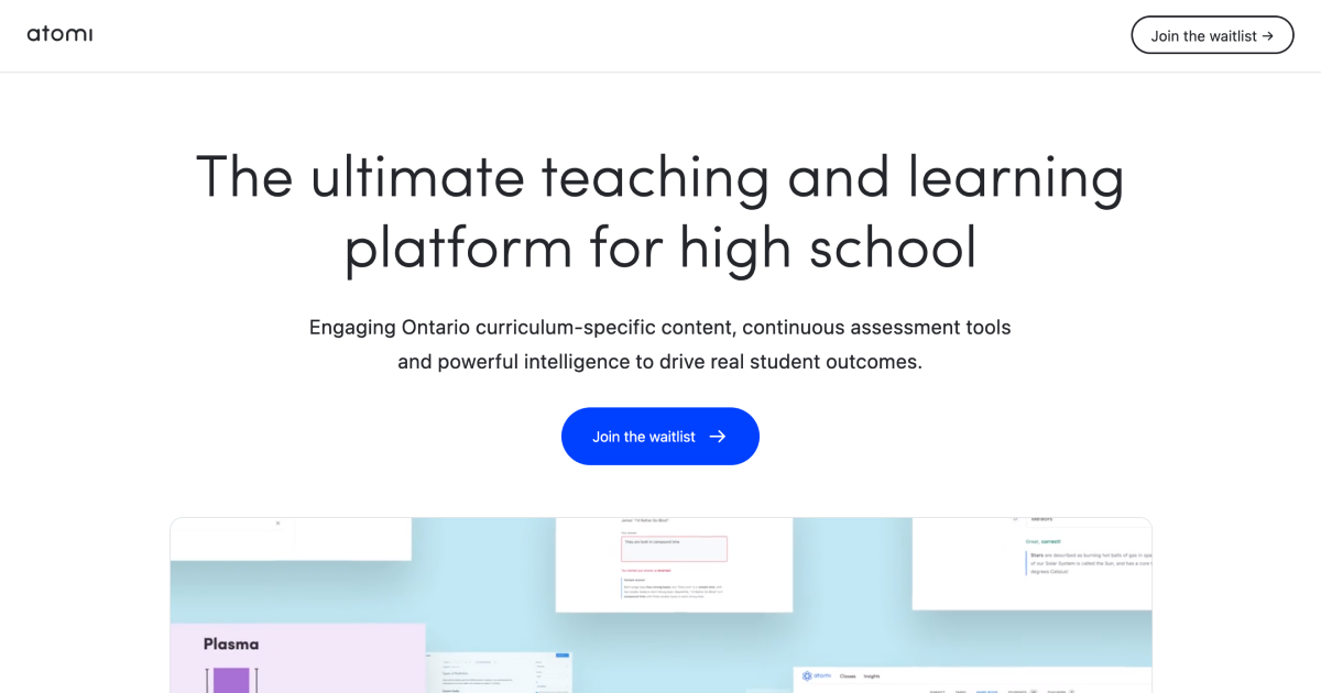 Online teaching & learning platform for high school. Atomi CA