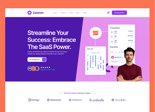 Zaistrom - SaaS Website Template | Flowzai