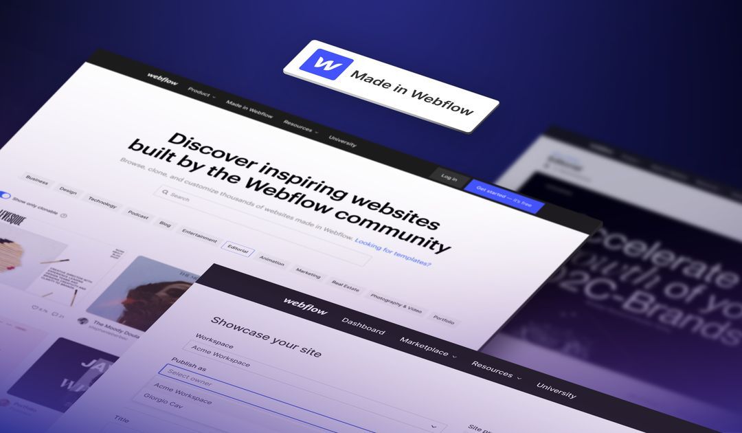 Responsive templates from the community | Webflow Updates