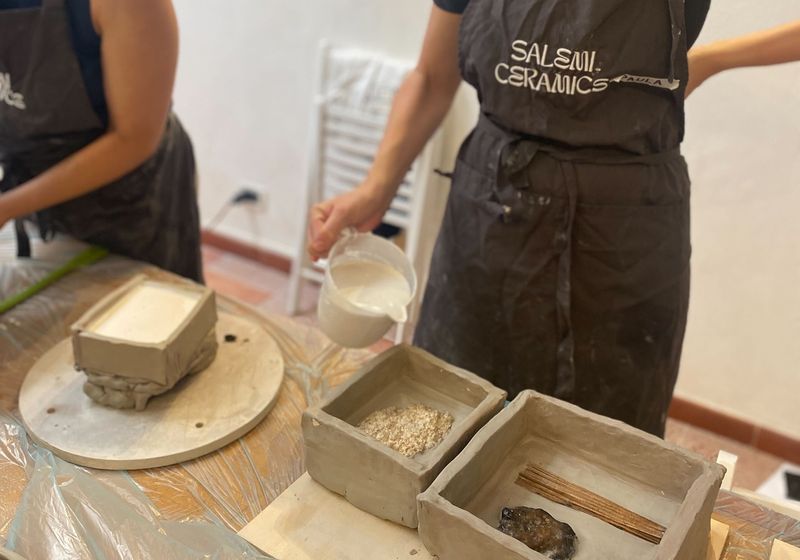 Clara Holt Sgraffito Decoration on Wheel Thrown Pieces