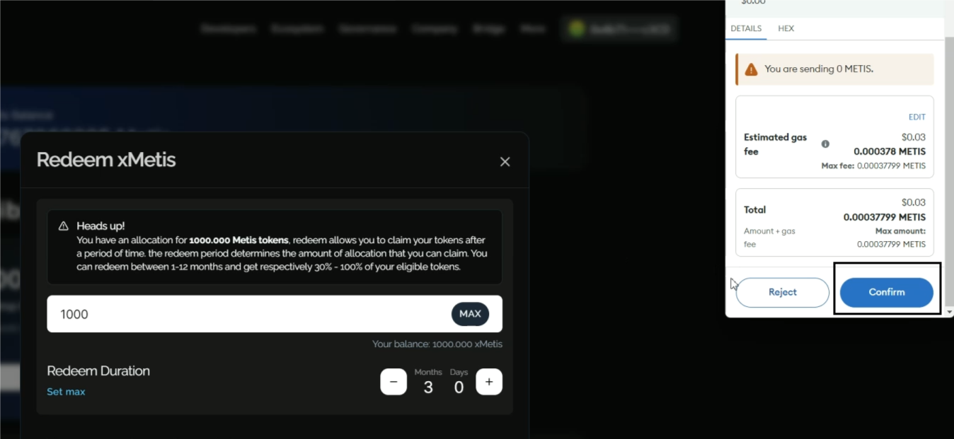 Community Testing Reward Claiming - Metis