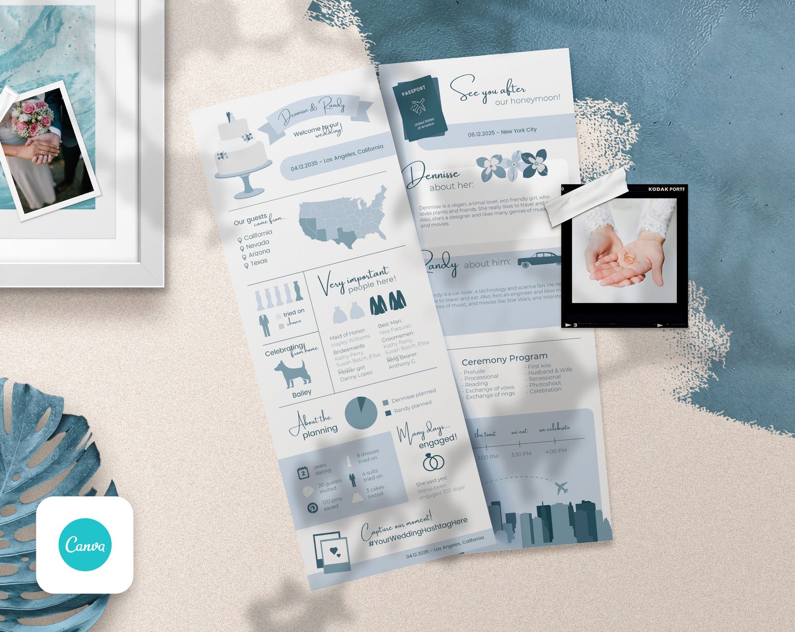 Tiffany Infographic Wedding Program Template | Digital Products with ...