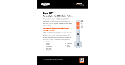 Dane Technologies and Brain Corp Unveil Dane AiR™ DC, an Autonomous ...