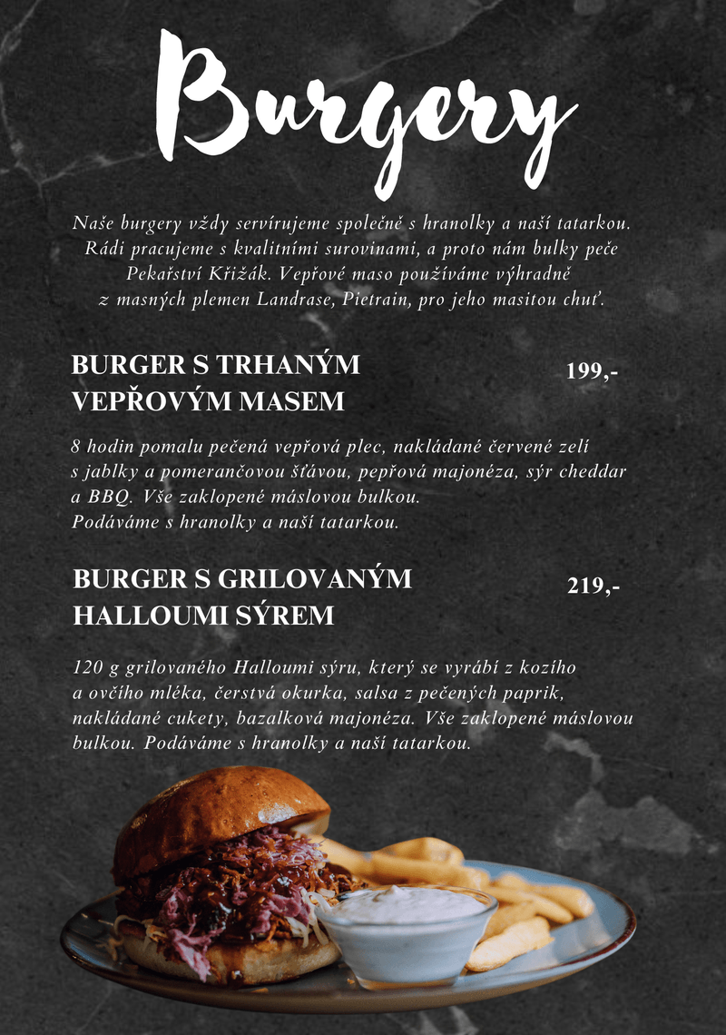 Menu Bistro J&J - Gastronomie Šumperk