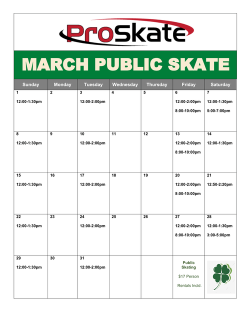 ProSkate - Public Skating Information