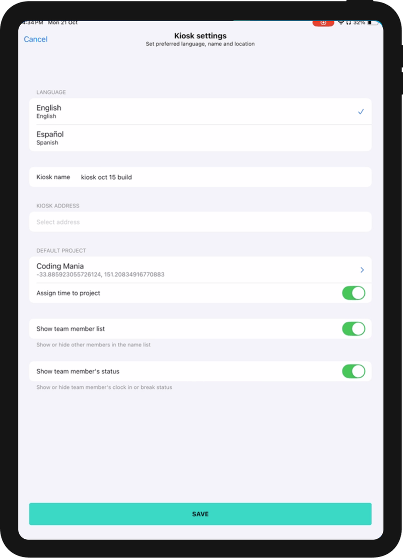 Time Clock Kiosk | Workyard