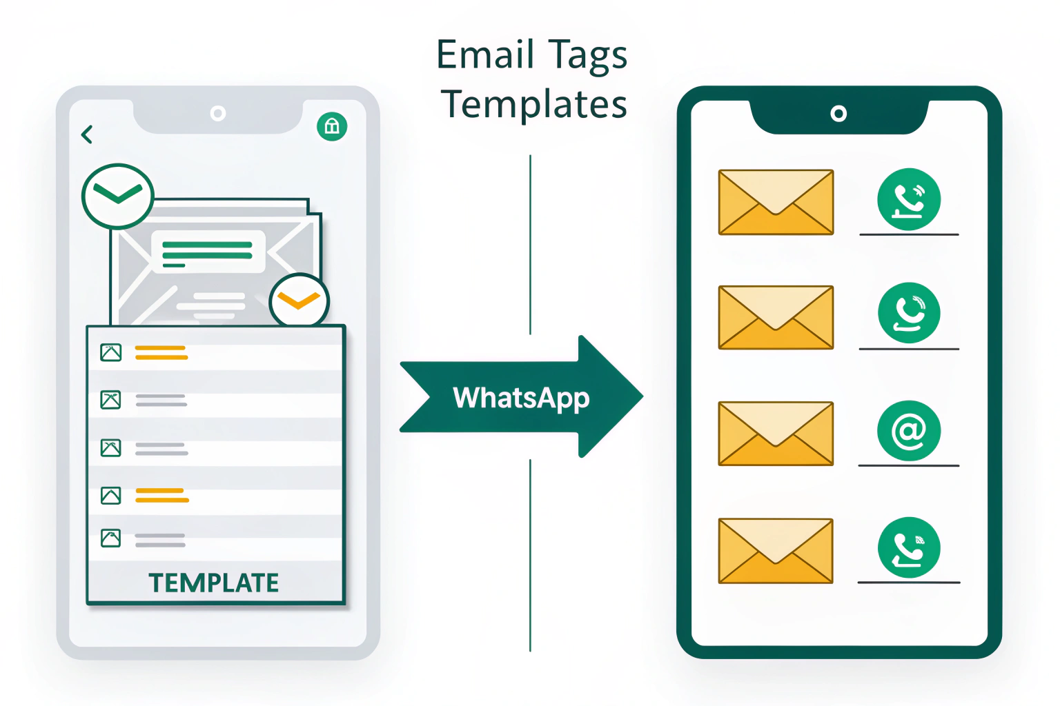 Personalizando mensagens: tags de e-mail vs. modelos do WhatsApp