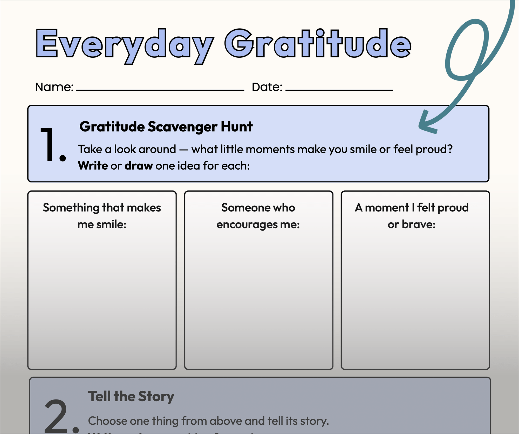 Free Printable Gratitude Worksheet for Kids