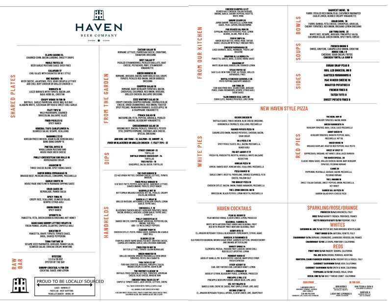 Menus | Haven Beer Company | Hamden, CT | Beer, Cocktails, & Food