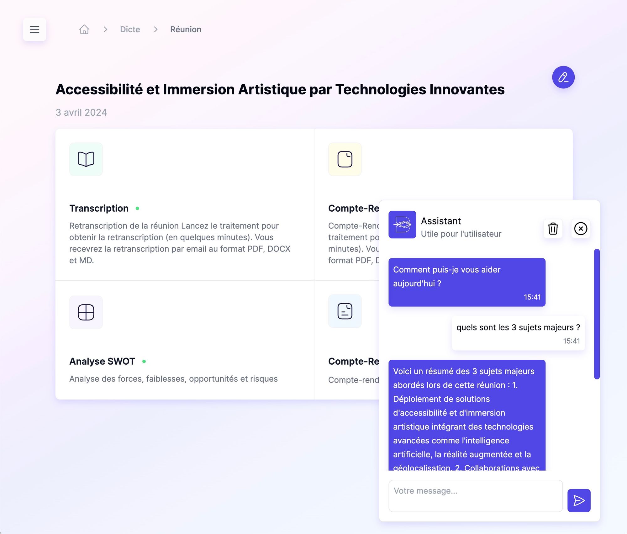 Dicte.ai - AI Meetings and AI Voice Notes on Mobile