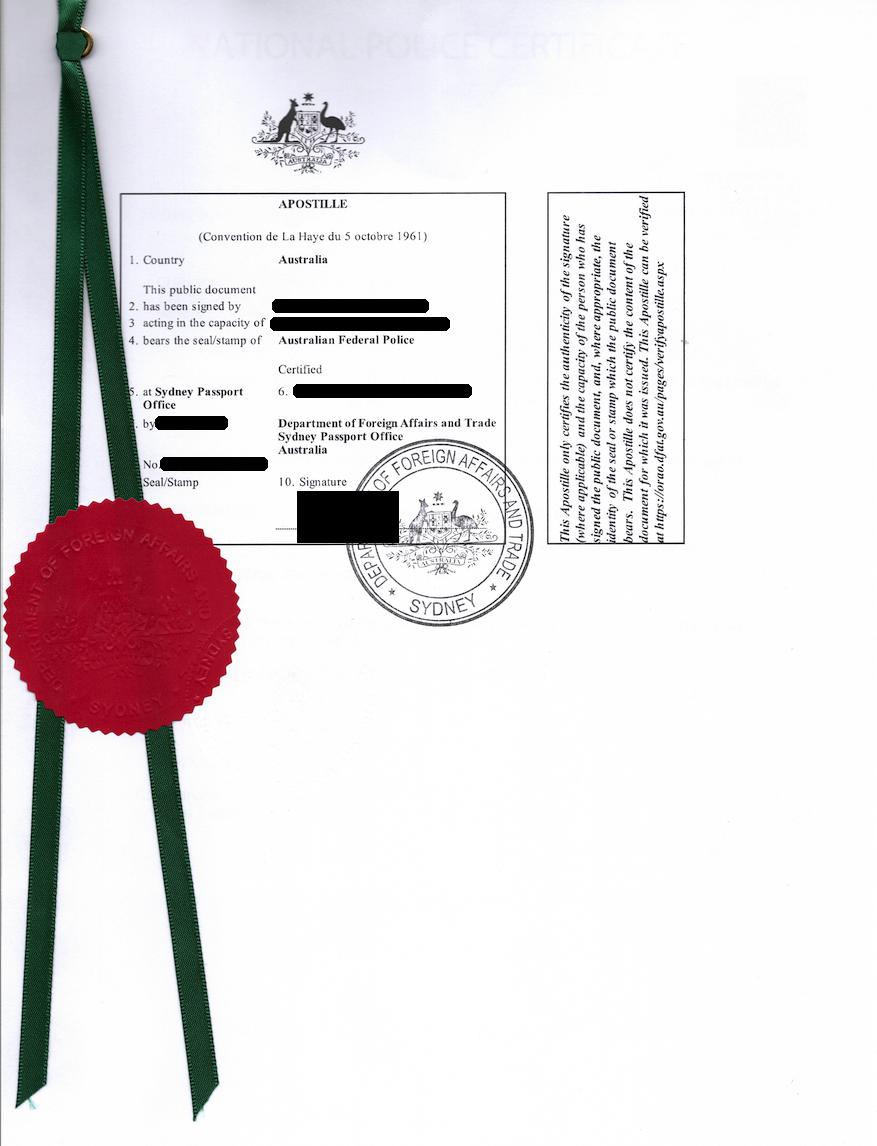 Apostille for an Australian Police Certificate Check AFP