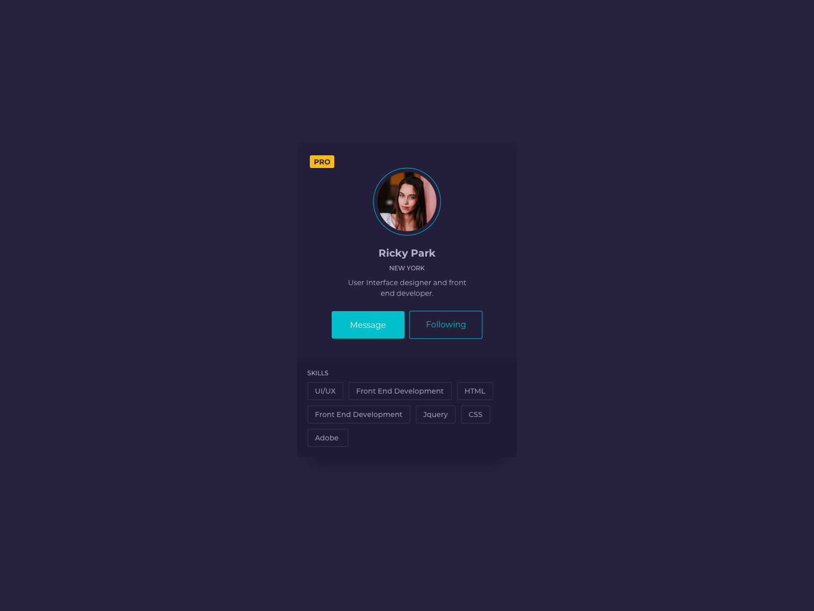 UI Design Daily | Profile Card