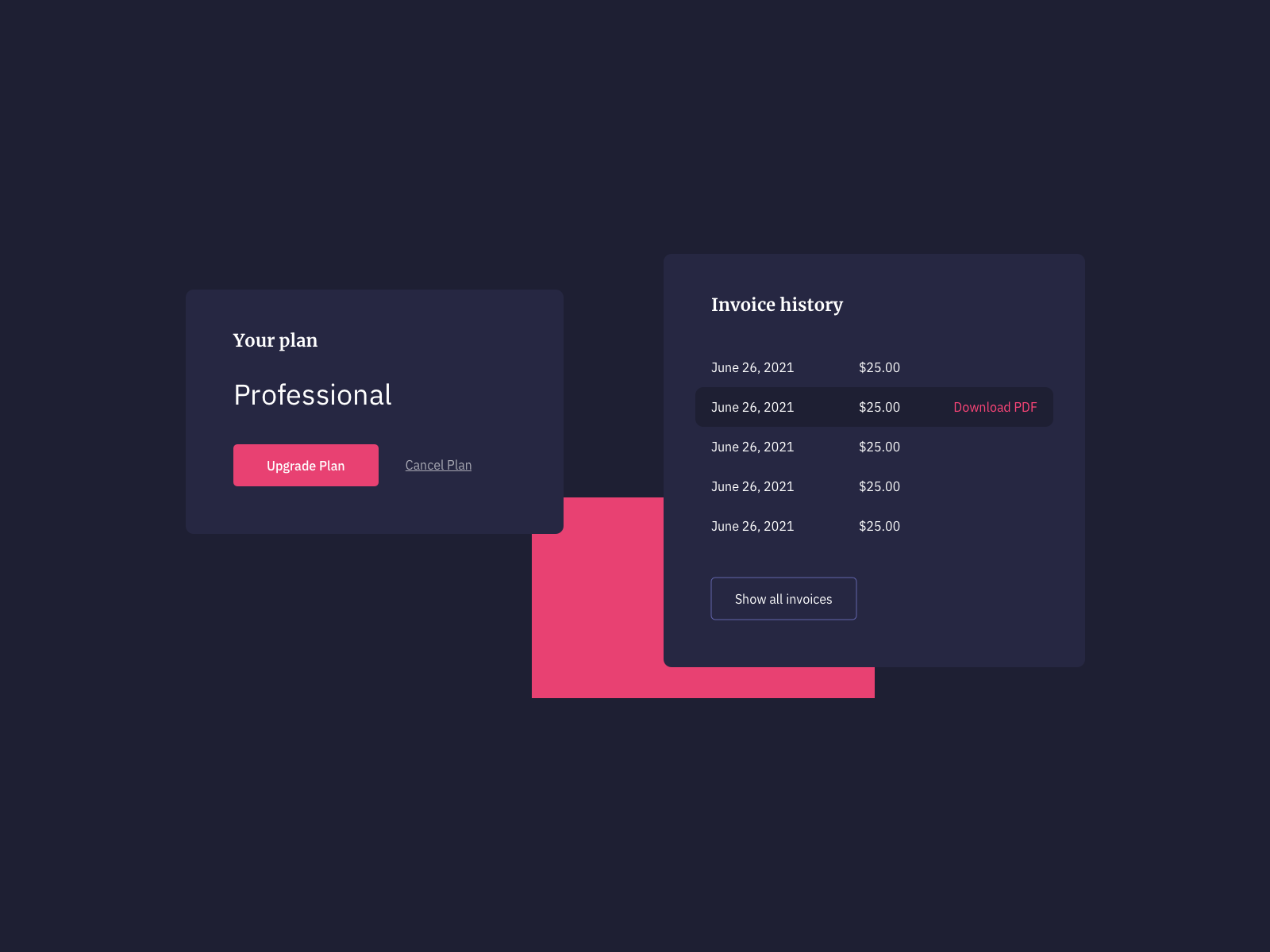 UI Design Daily | Billing Cards