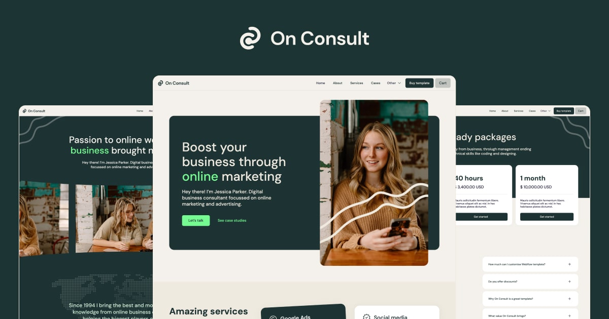 Case studies | On Consult - Webflow Ecommerce website template
