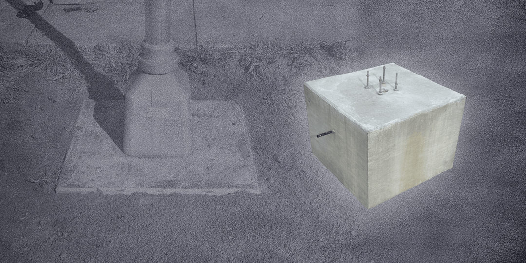Square Concrete Light Pole Base | Precast Block Foundation