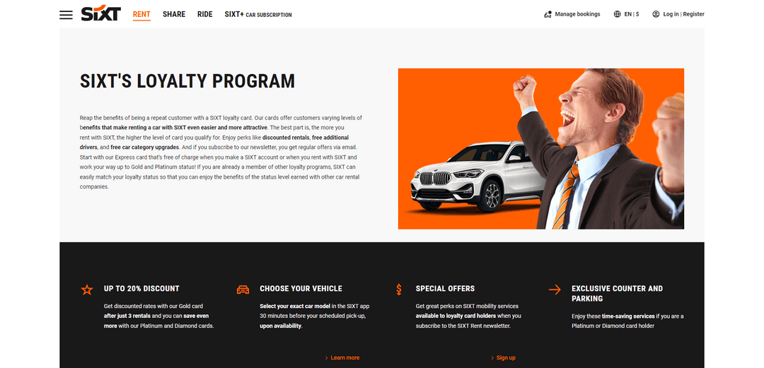 Sixt's Loyalty Program Landing Page Case Study