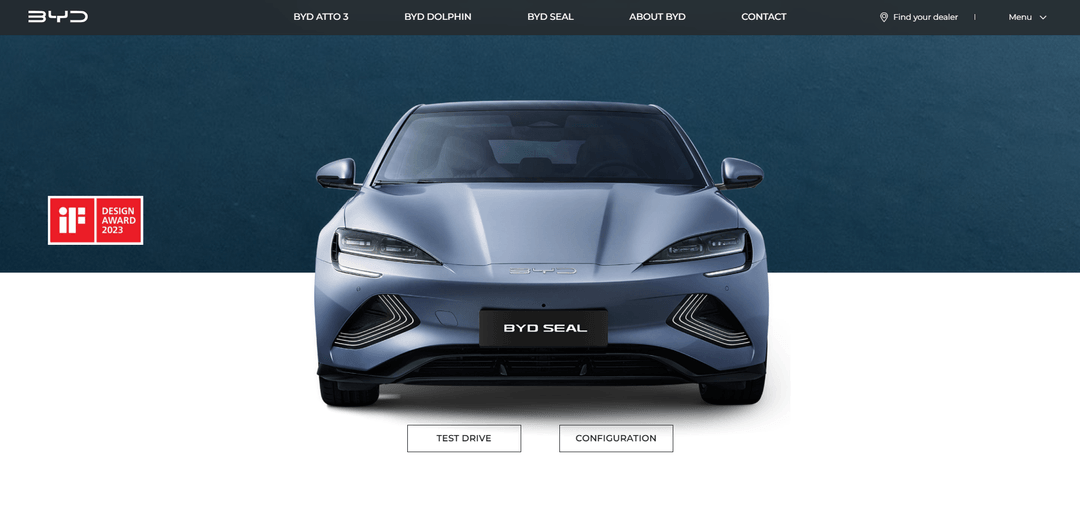 Byd Seal Landing Page Design Inspiration