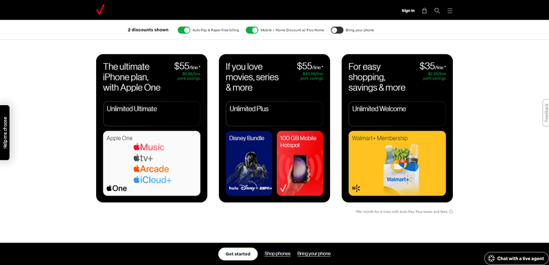Verizon myPlan Landing Page Design Inspiration