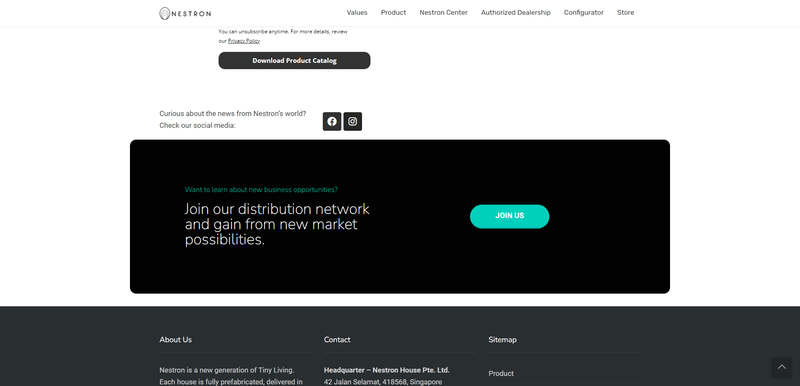 Nestron Product Catalog Landing Page Case Study