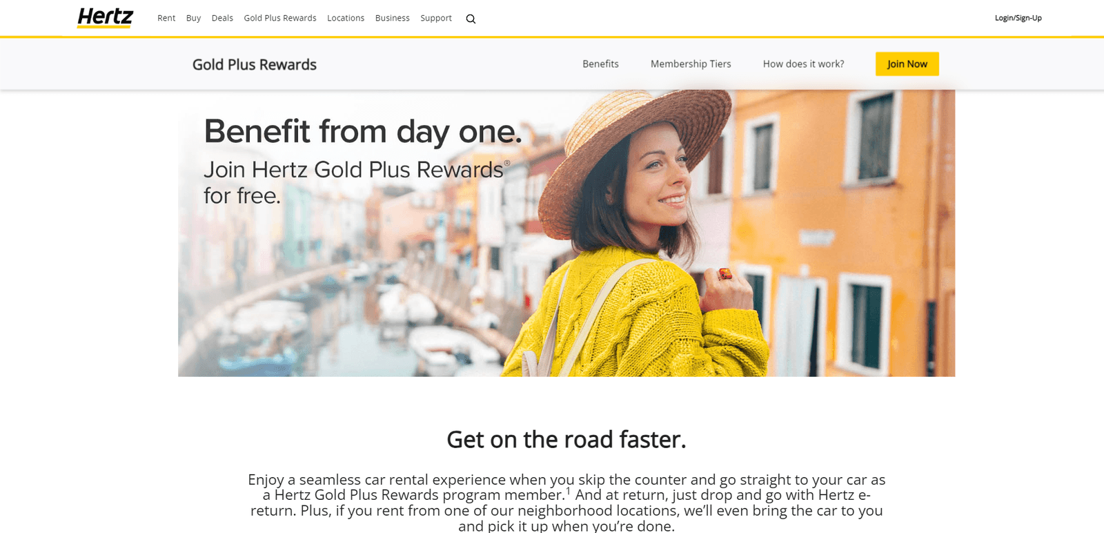 Hertz Gold Plus Rewards Overview Landing Page Case Study