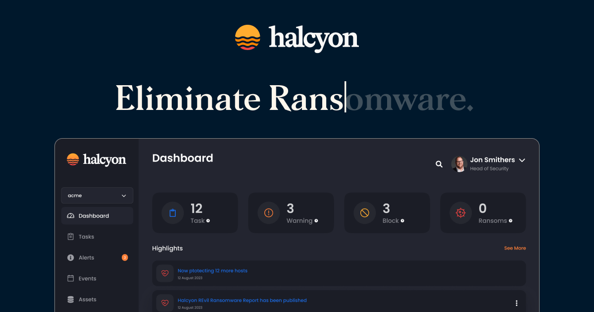 Halcyon Anti Ransomware and Cyber Resilience Platform