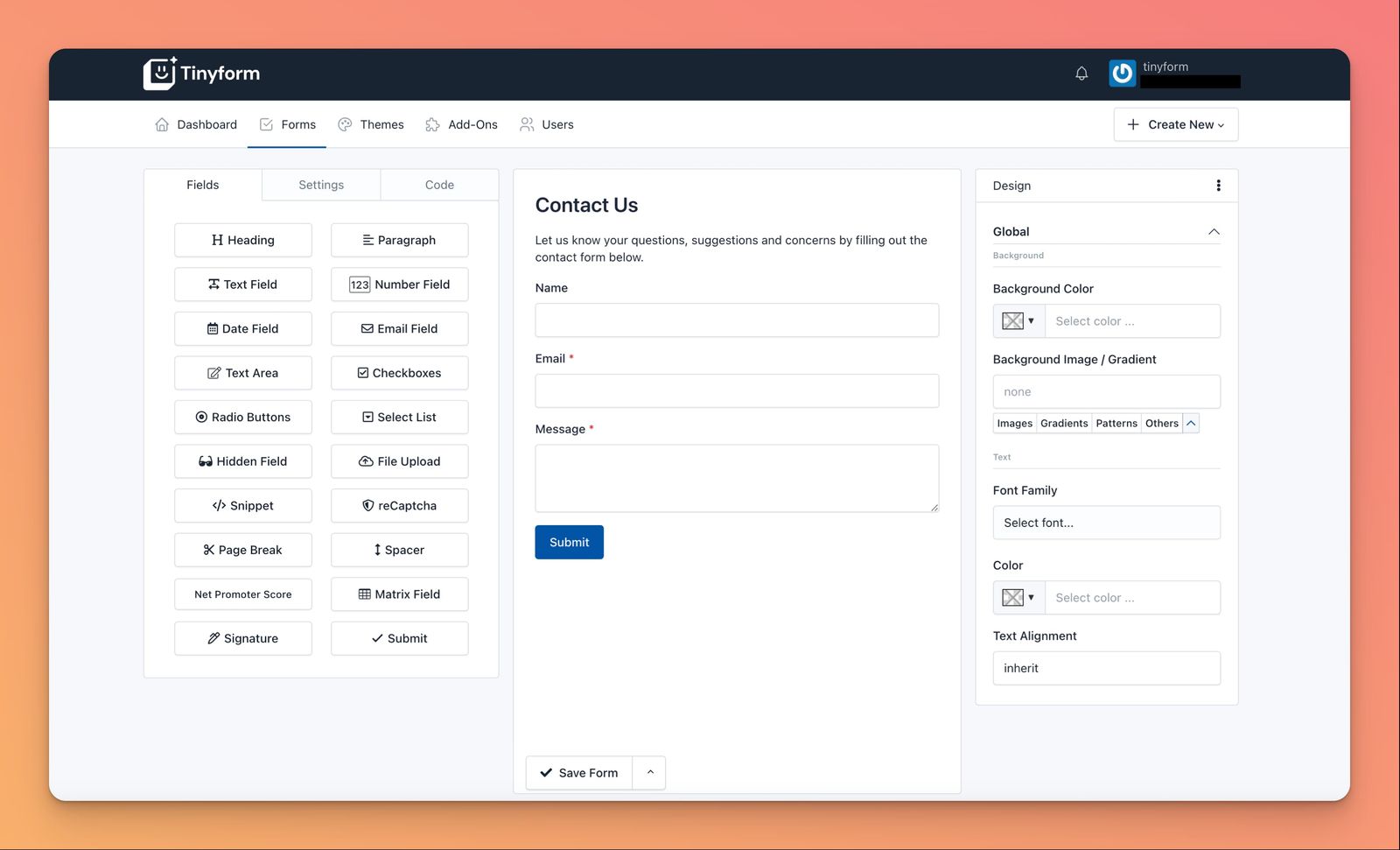 Free & Powerful Form Builder - Tinyform