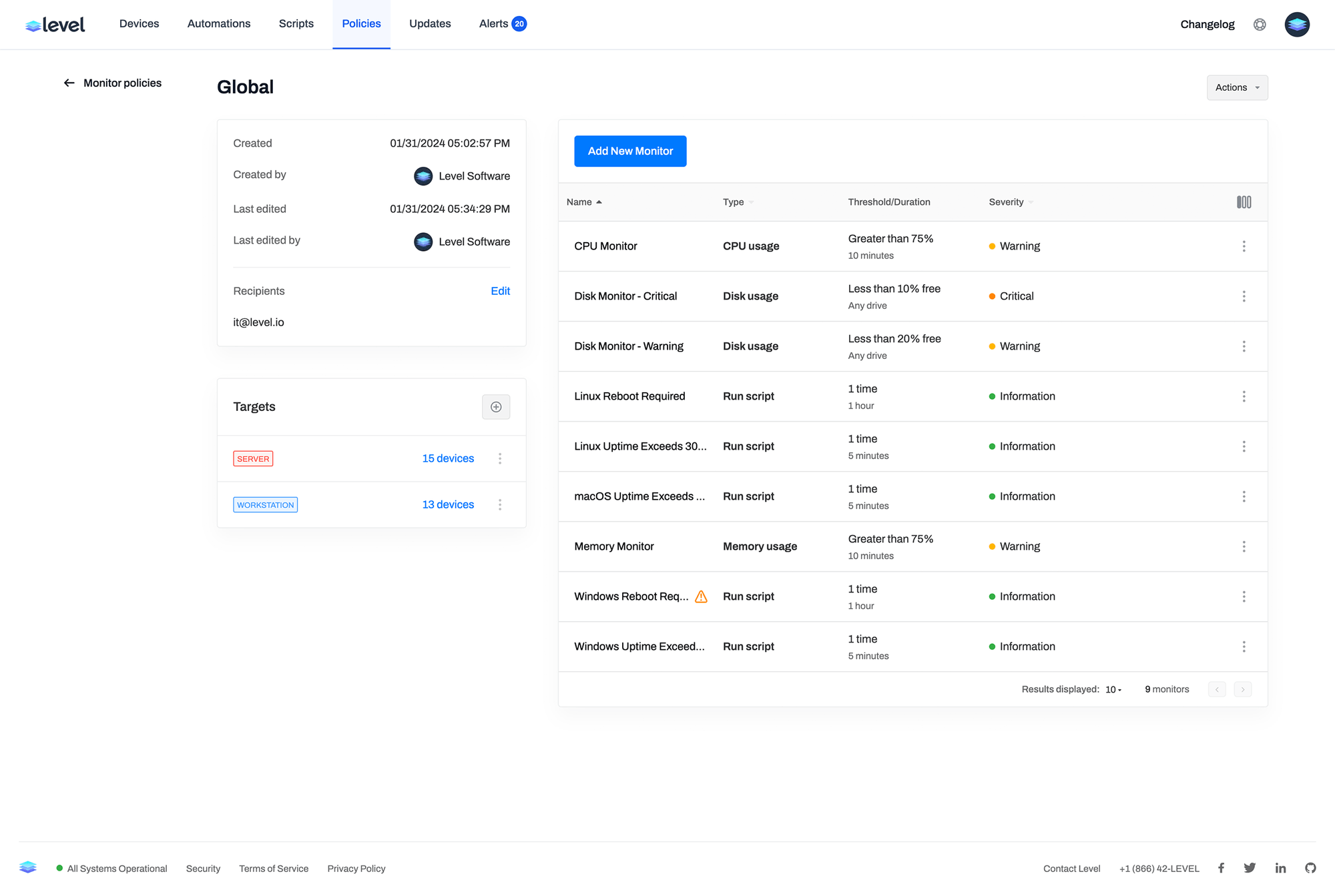 Modern Remote Monitoring and Management (RMM) - Level