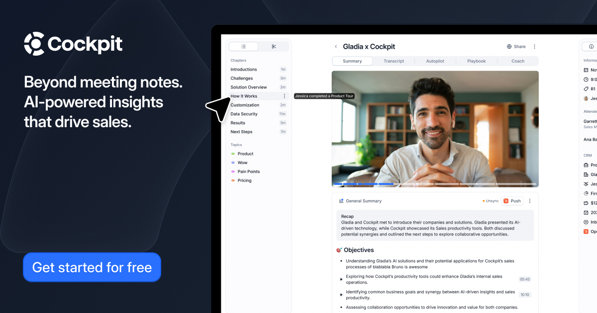 Cockpit | Beyond meeting notes. AI-powered insights that drive sales.