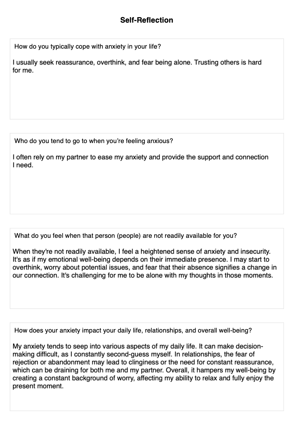 Anxious Attachment Style Workbook & Example | Free PDF Download