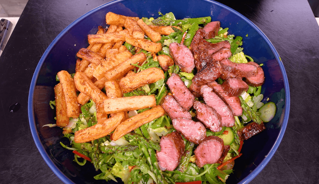 Steak & Fry Salad Recipe from Sam The Cooking Guy