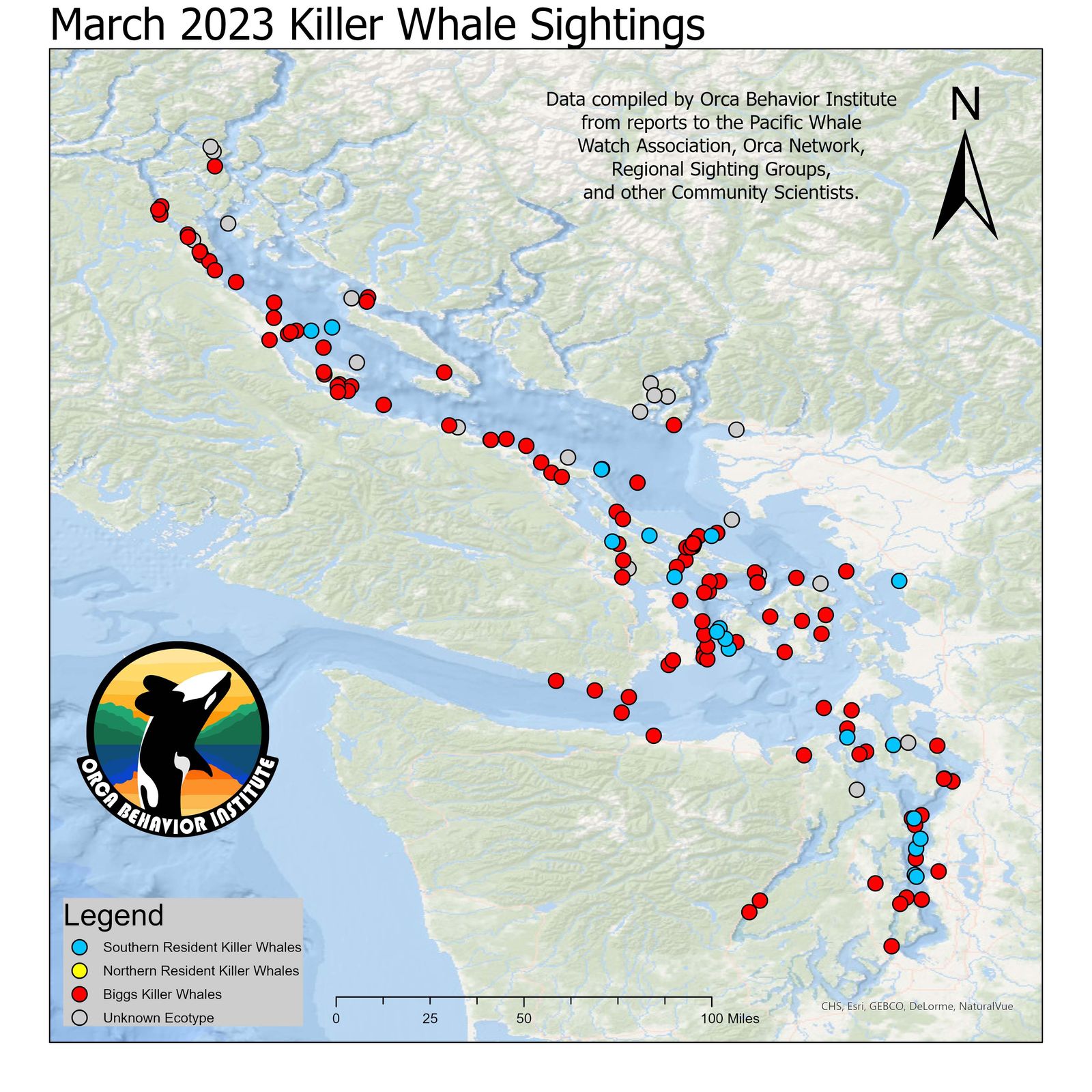 Sightings Maps | Orca Behavior Institute