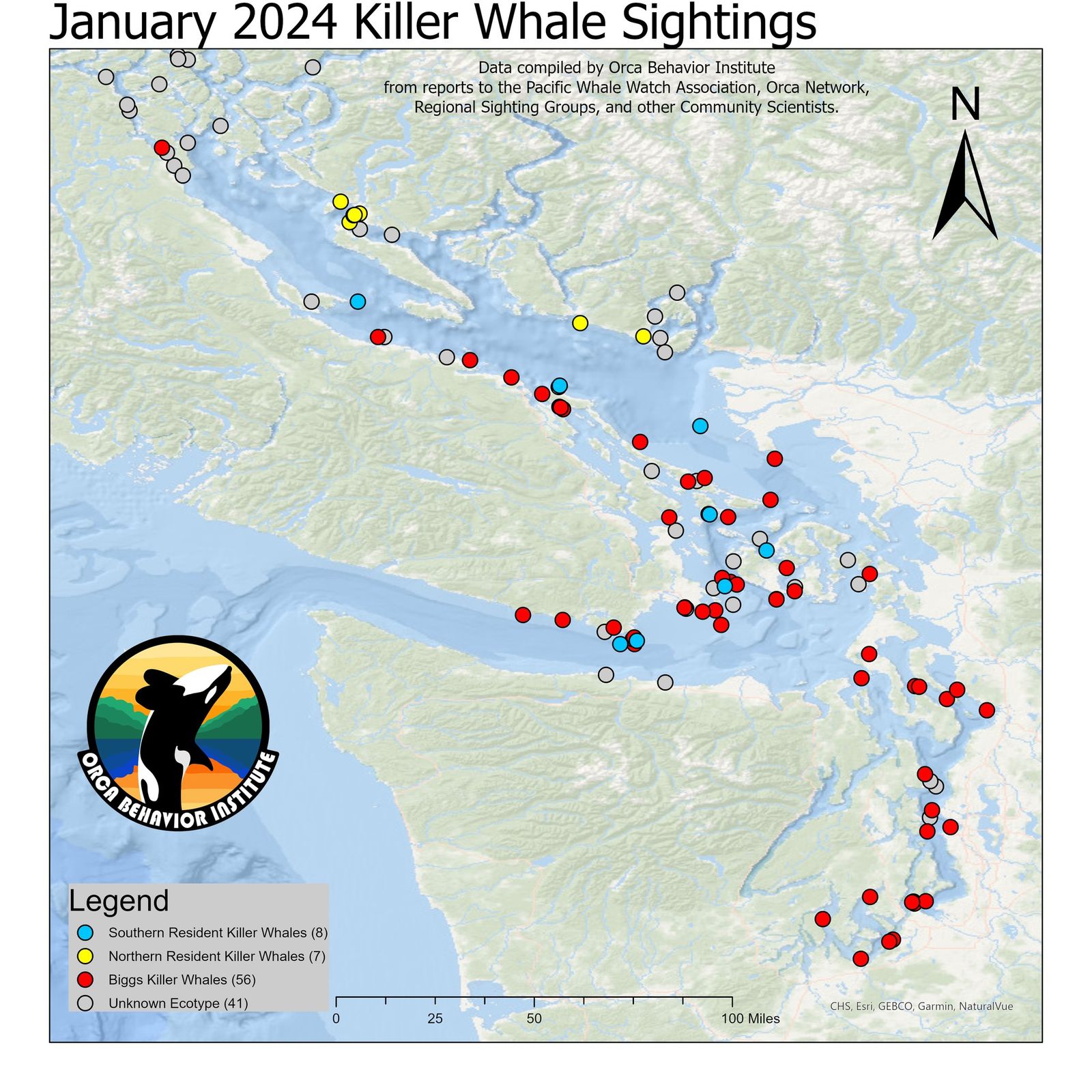 Sightings Maps | Orca Behavior Institute