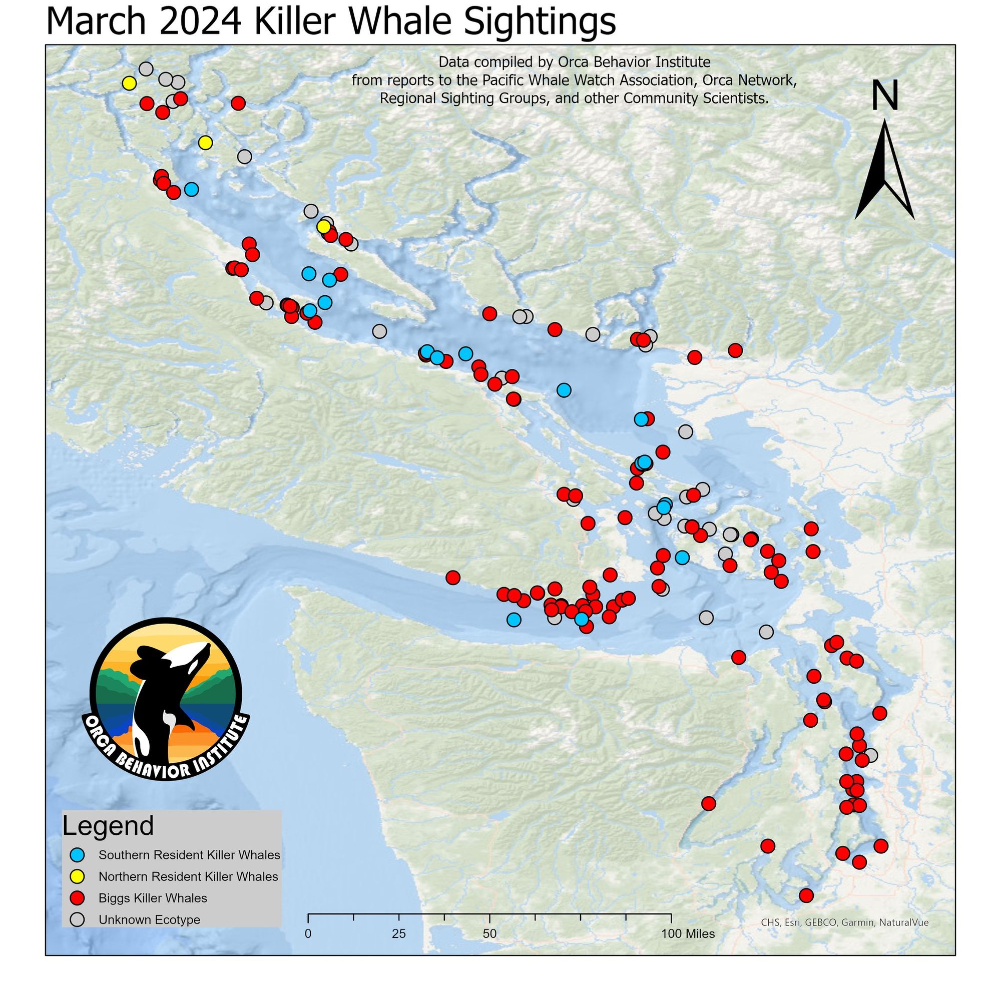 Sightings Maps | Orca Behavior Institute