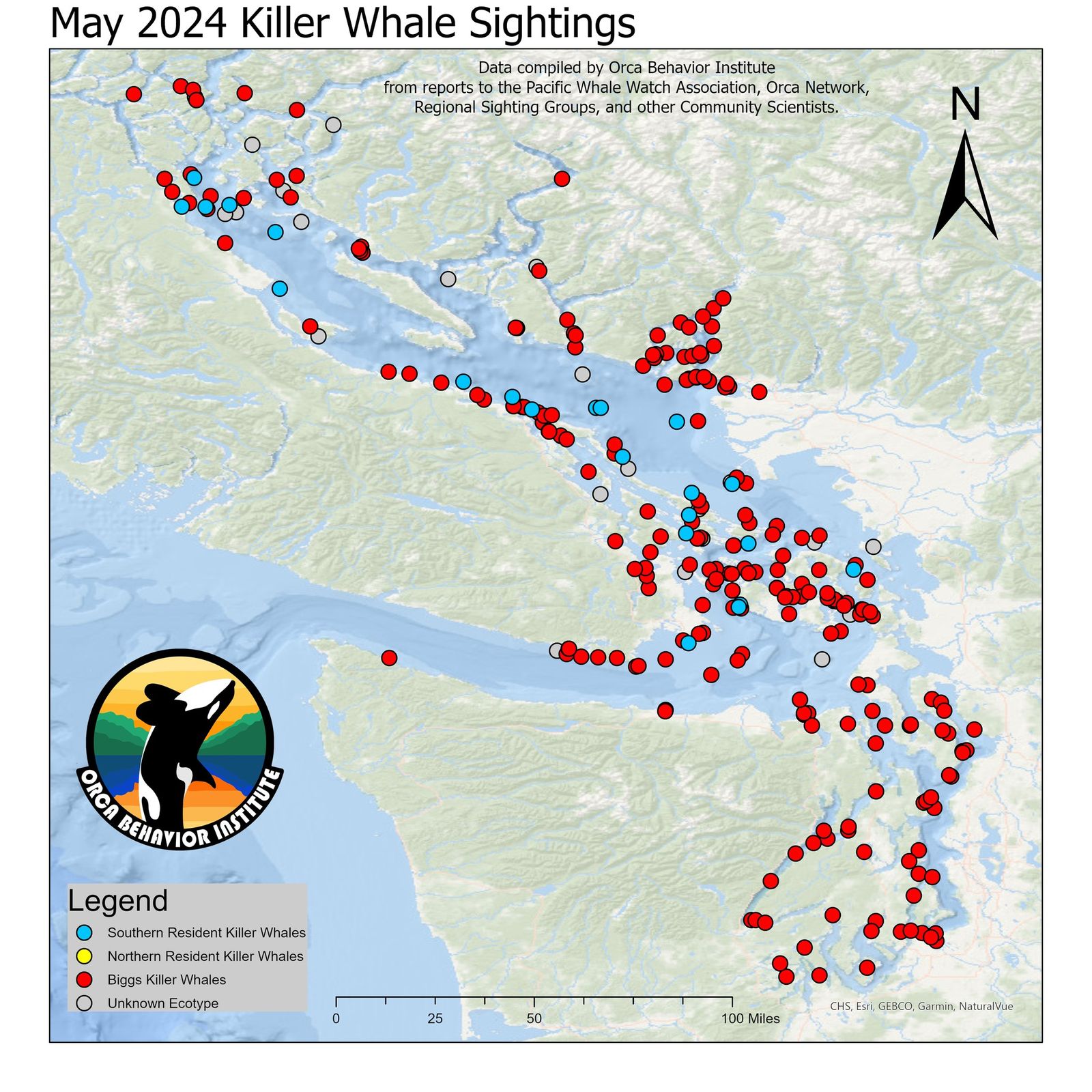 Sightings Maps | Orca Behavior Institute