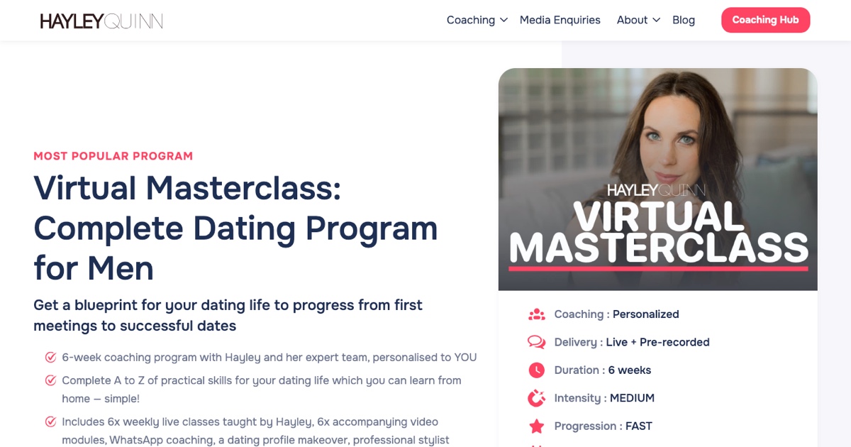 Men’s Masterclass | Online Dating Coaching with Hayley Quinn