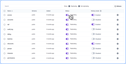 Artie's real-time data replication platform