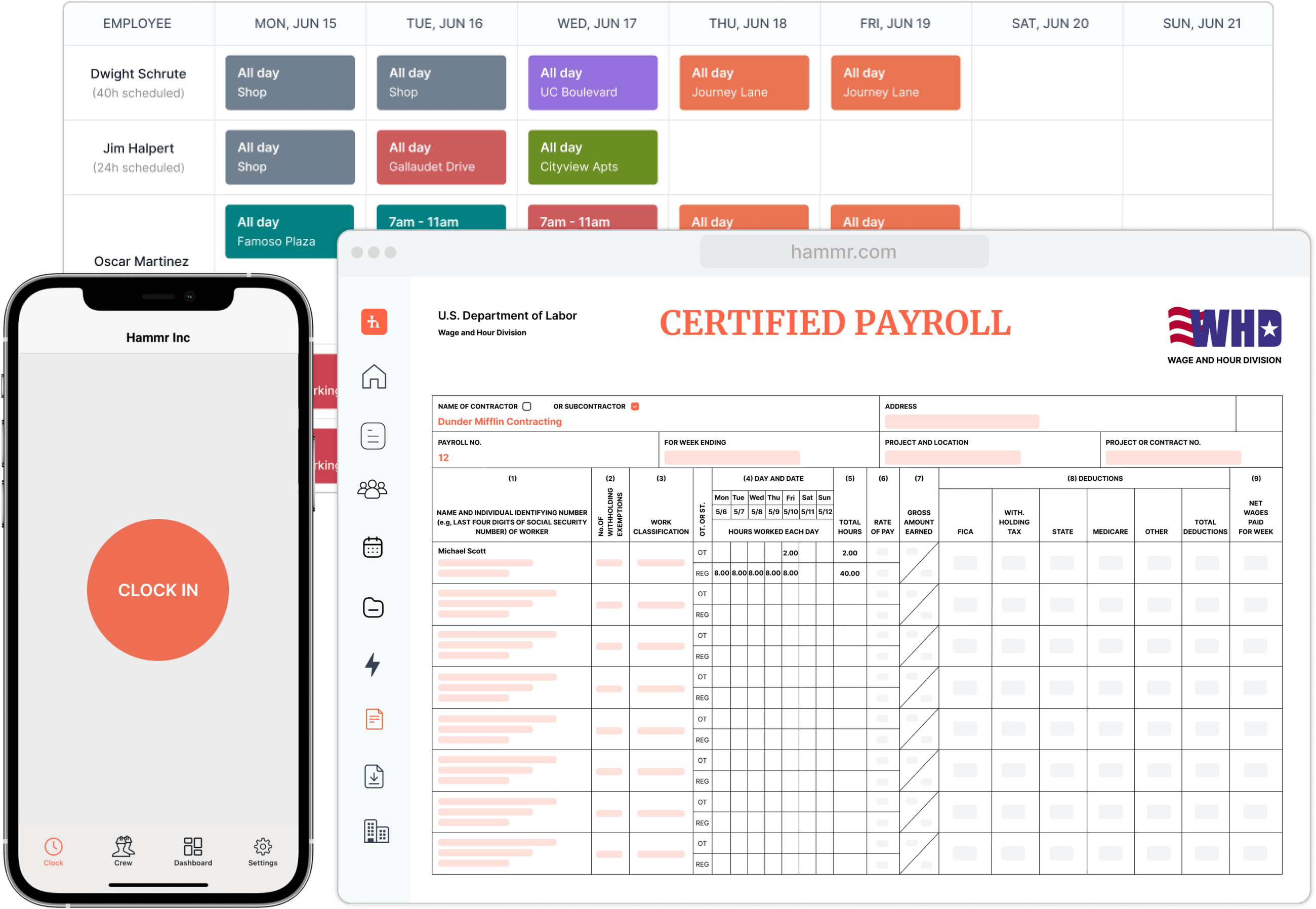 Construction Payroll, Time-Tracking, Scheduling, Benefits & More | Hammr