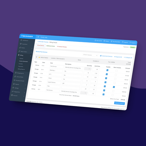 Pool Service Software for Billing - Skimmer