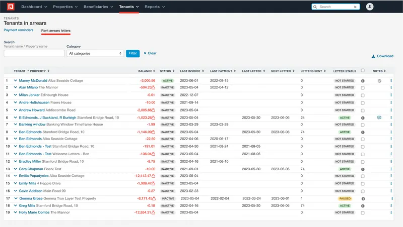Tenant arrears management software | PayProp feature